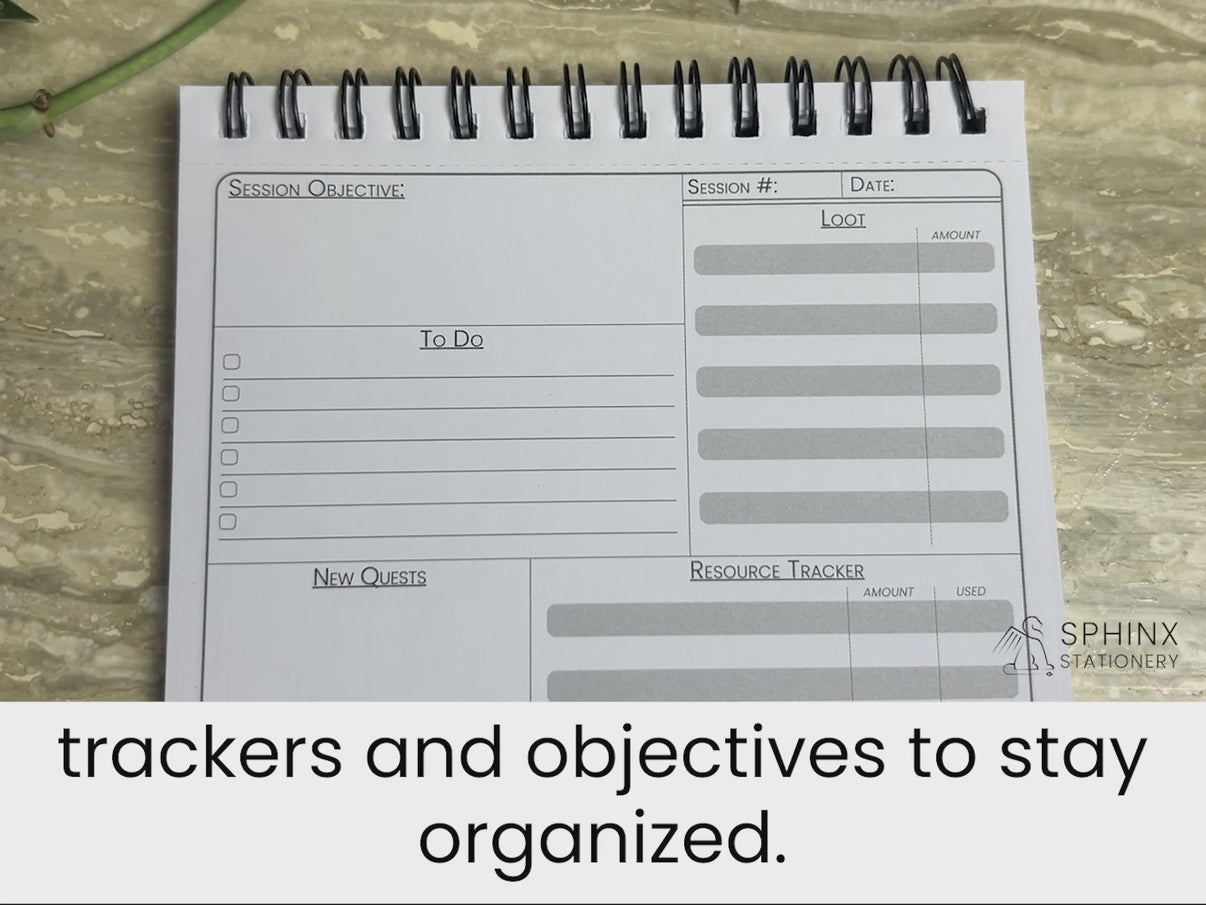 Session Pad | System Agnostic TTRPG Session Notepad – Sphinx Stationery